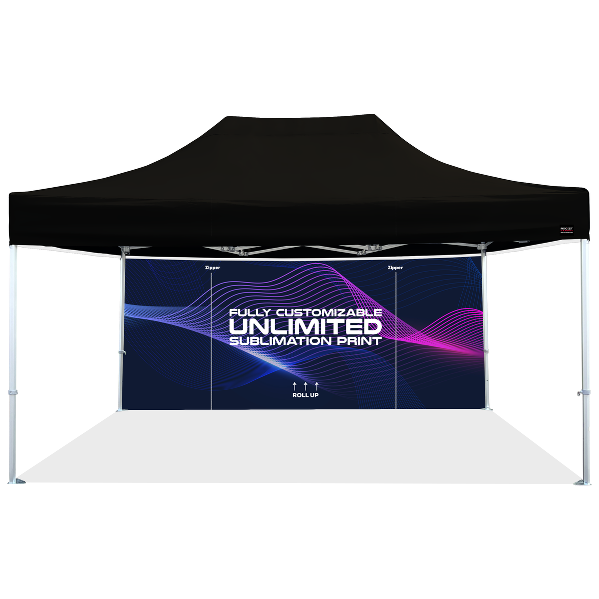 15ft Custom Canopy Door Wall | Printed Tent Wall with Zipper
